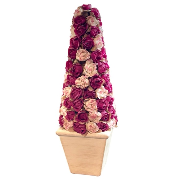 Accents | Silk Pink Garden Rose Conical Topiary Centerpiece | Poshmark